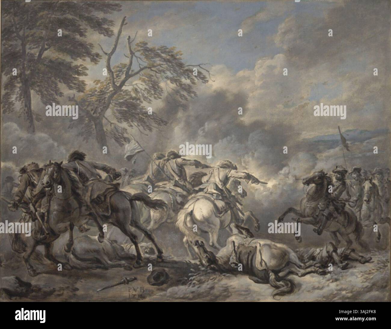 This 1714 painting by Pieter van Bloemen depicts a dramatic cavalry ...