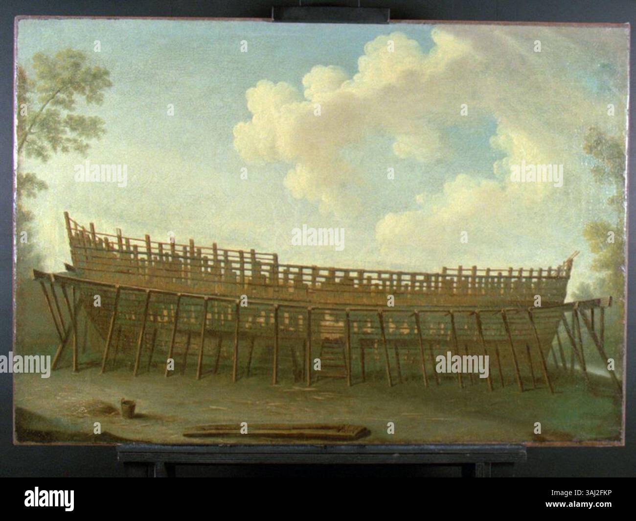 Anonymous painting depicting a ship under construction, created in 1774 ...