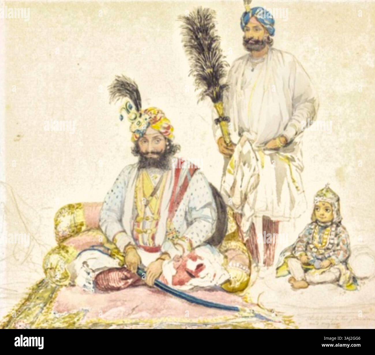 A 1855 painting by William Carpenter featuring Maharaja Gulab Singh of ...