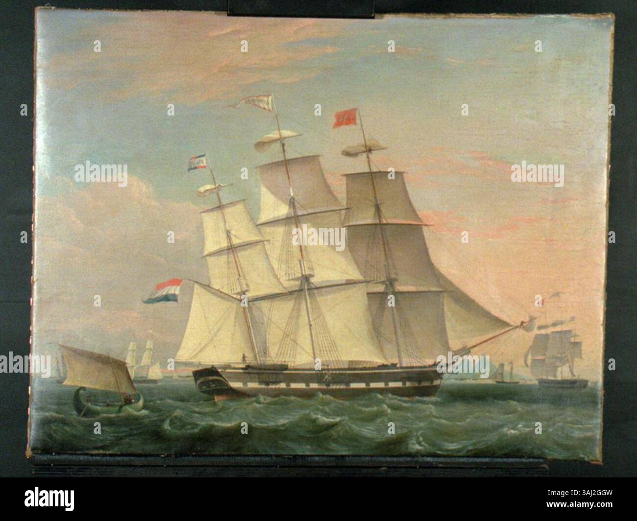 This painting from between 1842 and 1850 depicts the frigate 'Barend ...