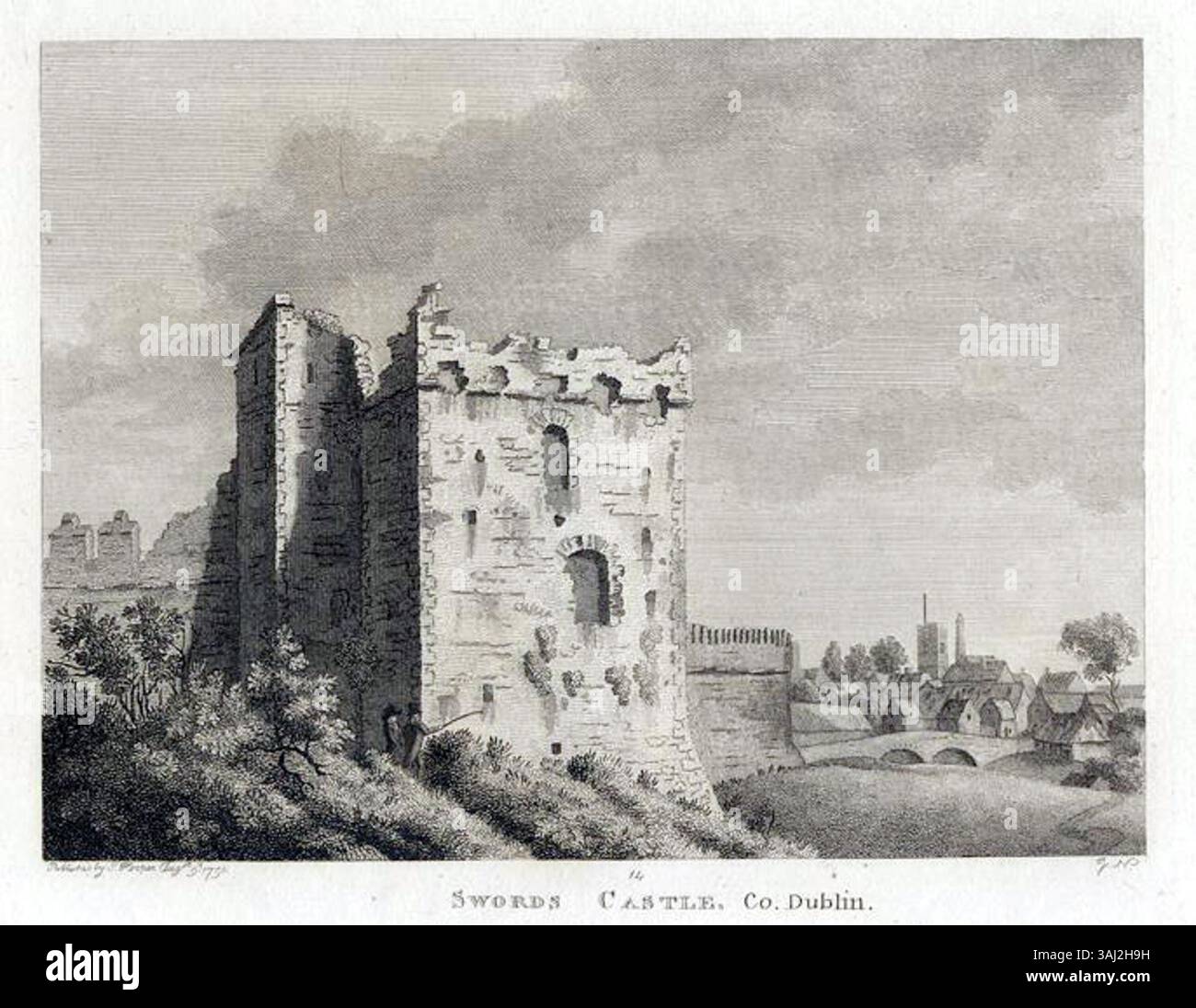 This 1792 painting of Swords Castle in County Dublin, Ireland, captures ...