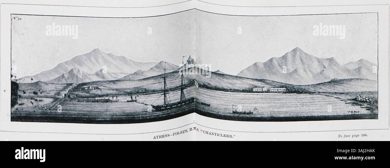 The H.M.S. Chanticleer, docked at Piraeus port during the Greek War of ...