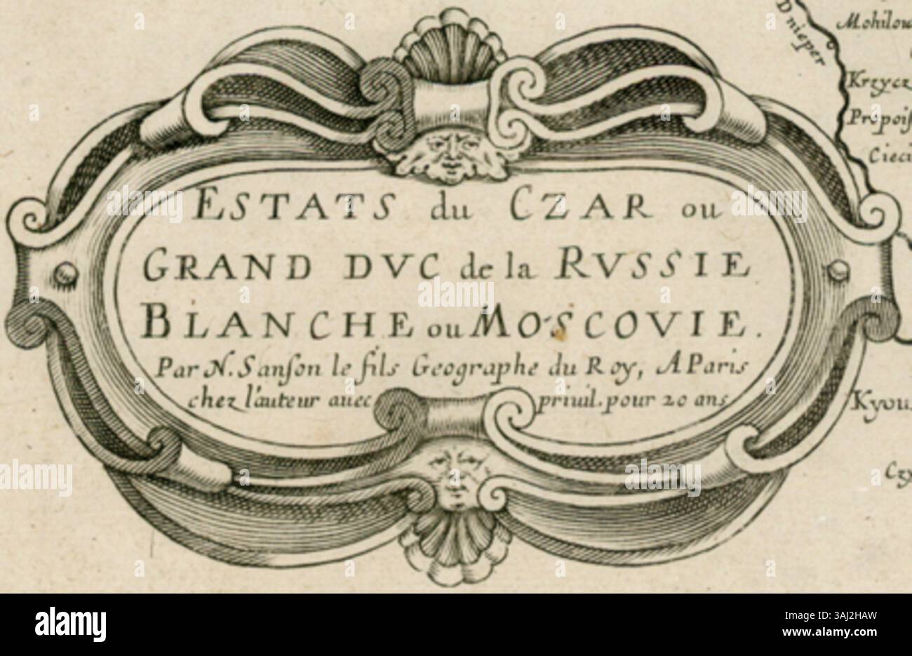 This 1648 map by Nicolas Sanson includes a cartouche depicting the ...