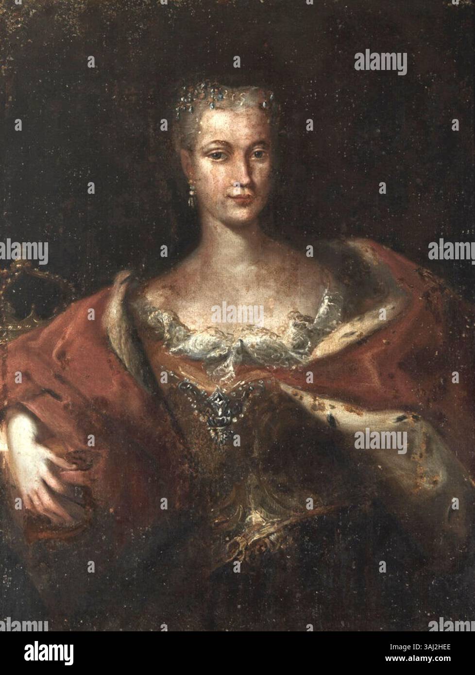 This 18th-century portrait, likely depicting Elisabeth Farnese, the second wife of Philip V of ...