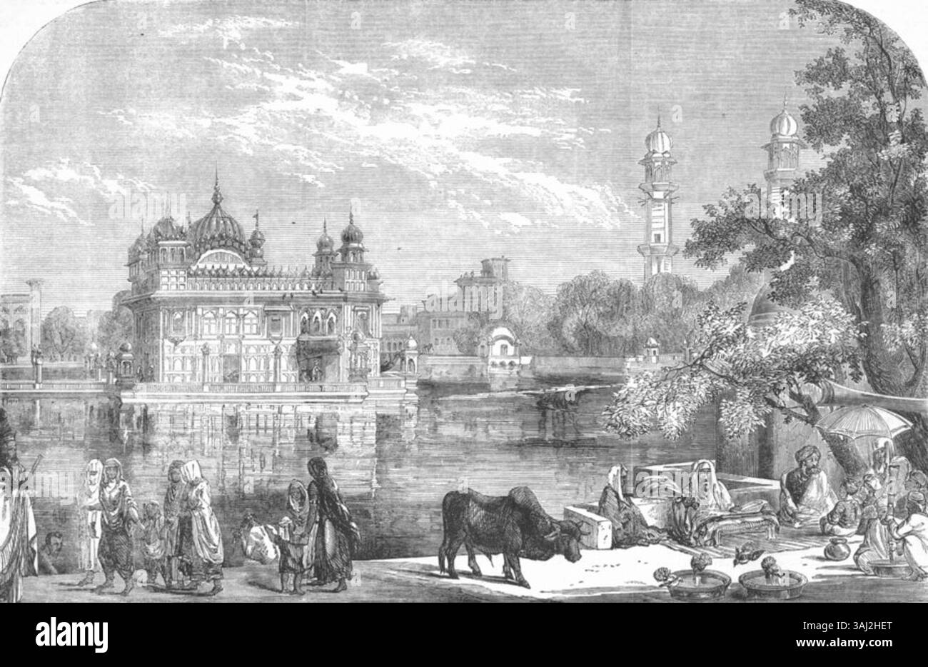 This 1858 illustration of the Golden Temple in Amritsar, India ...
