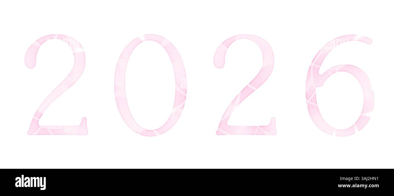 Pink letters with cherry blossom image, 2026, Vector Illustration Stock ...