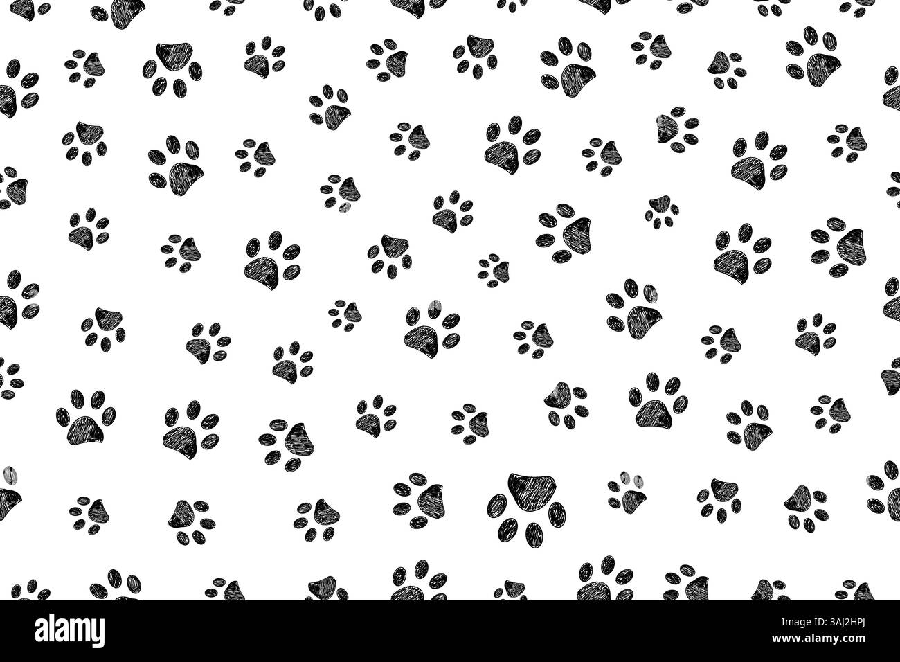 Black doodle paw print seamless banner design background Stock Vector ...