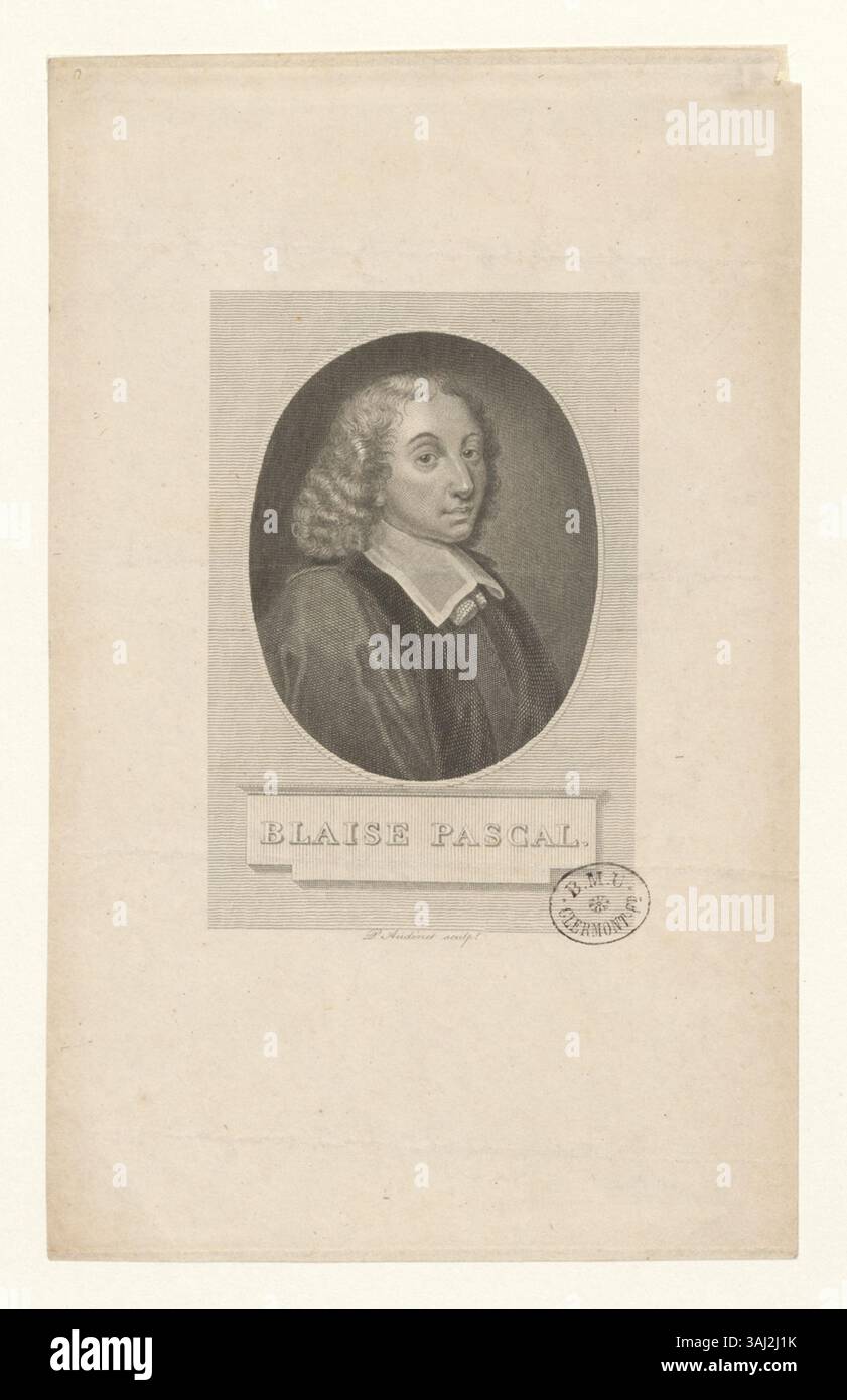 This intaglio print, titled 'Blaise Pascal,' is part of the Boyer ...