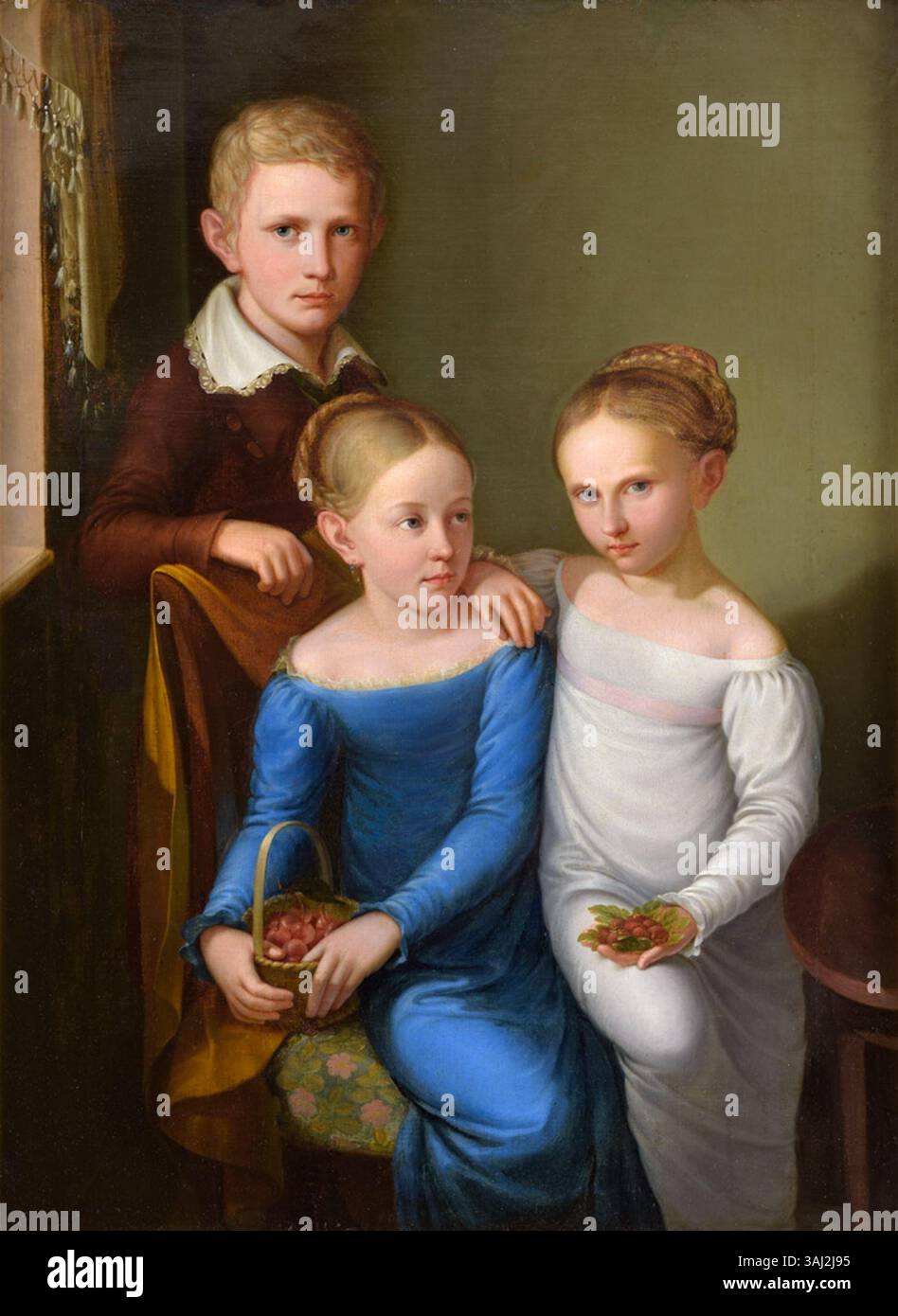This 19th-century German portrait, titled 'Geschwister,' depicts ...