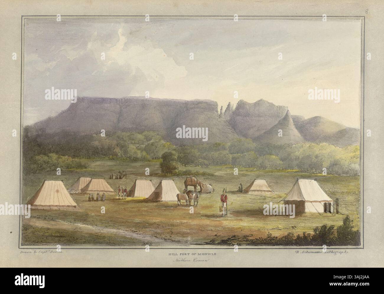 A coloured lithograph by Rudolph Ackermann, c. 1820, depicting the Hill ...