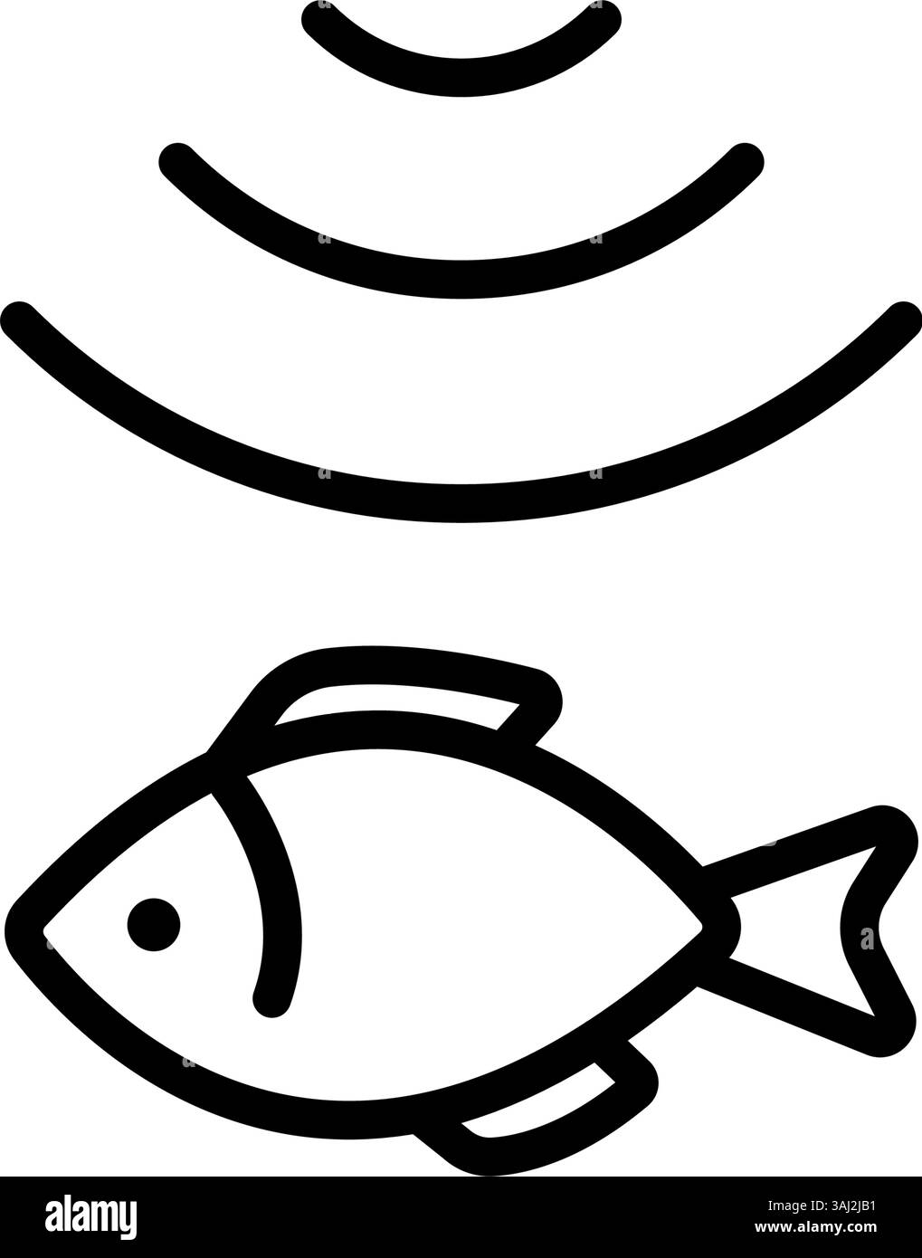Fish Finder Vector Line Icon Design. Echo sounder radar icon. Echo ...