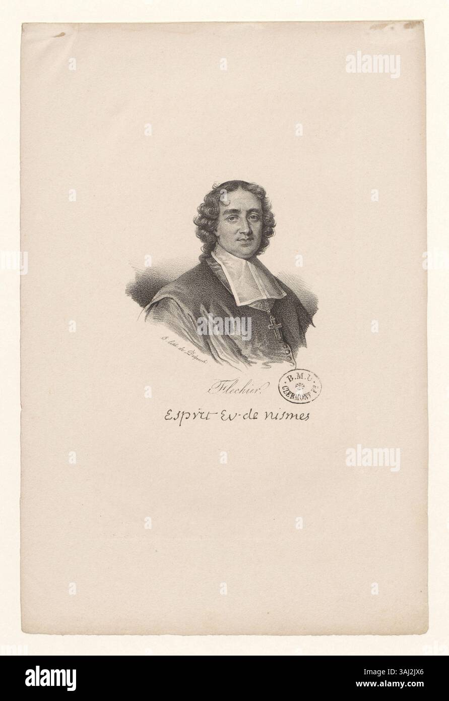 This lithograph print from the Boyer collection depicts Esprit Fléchier ...