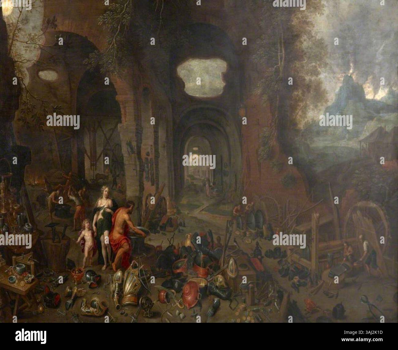 This allegorical painting from the 17th century depicts 'Fire' as part ...