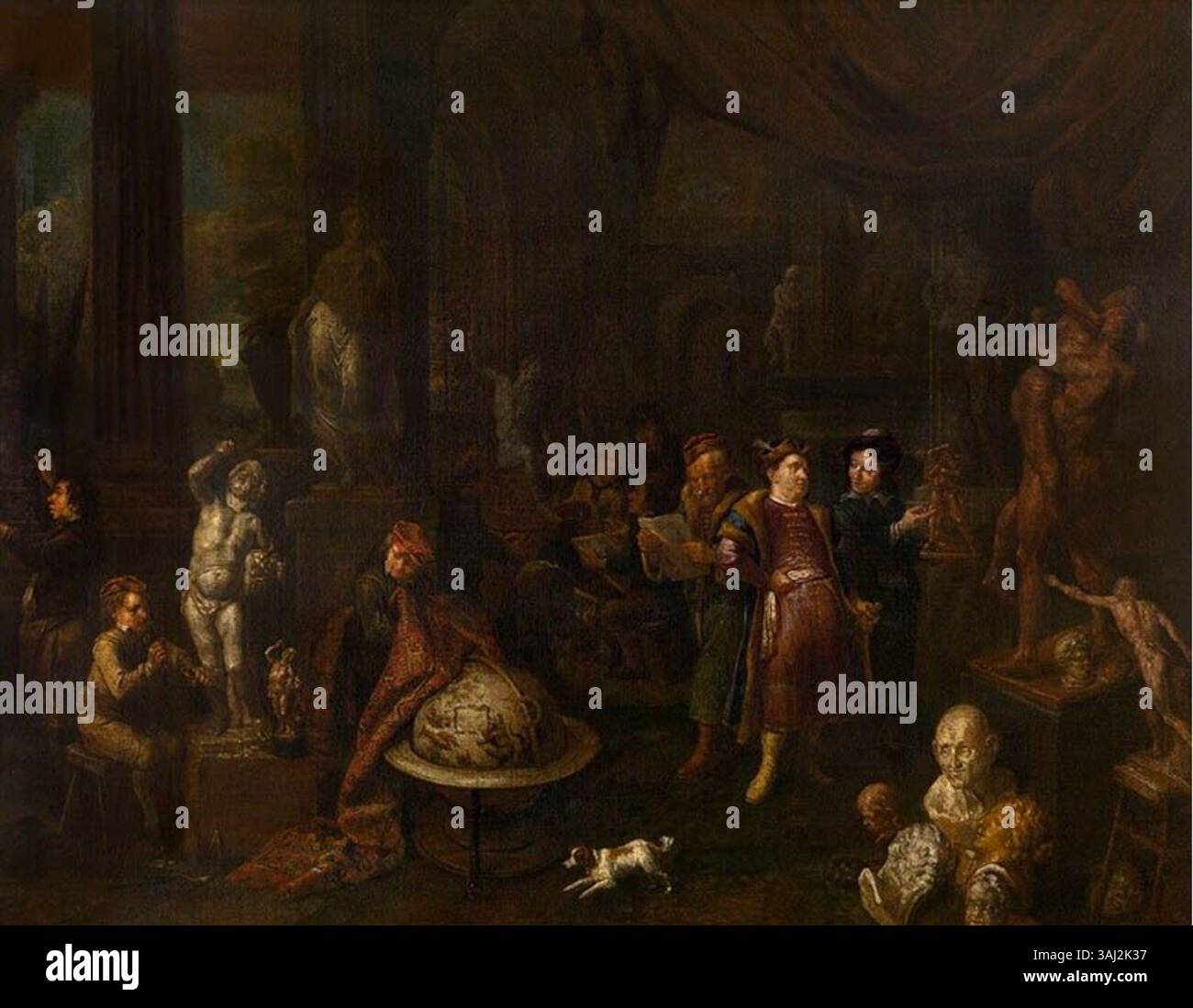 A painting by Gerard Thomas depicting a sculptor's studio, created ...