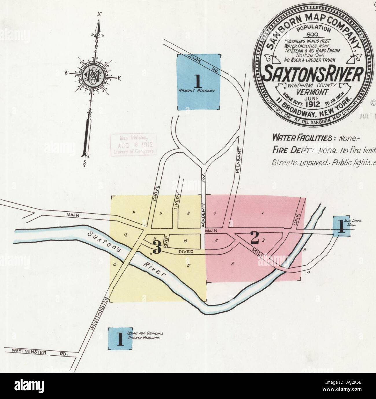 The sheet index for the Sanborn Fire Insurance Map of Saxton's River ...