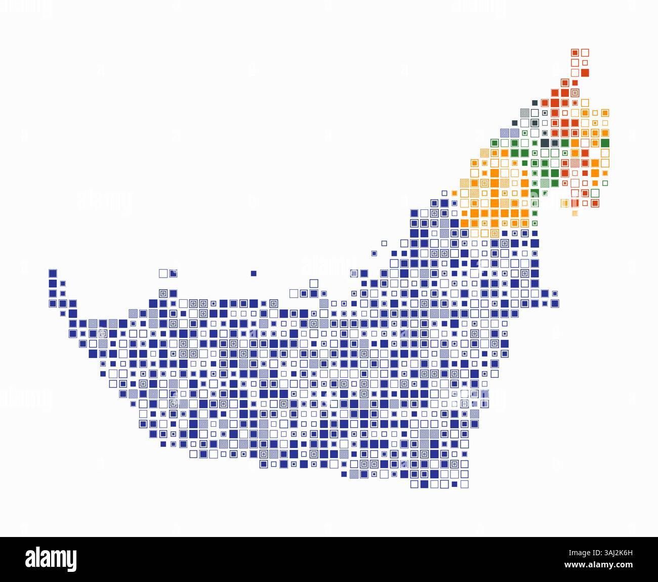 United Arab Emirates, shape of the country built of colored cells ...