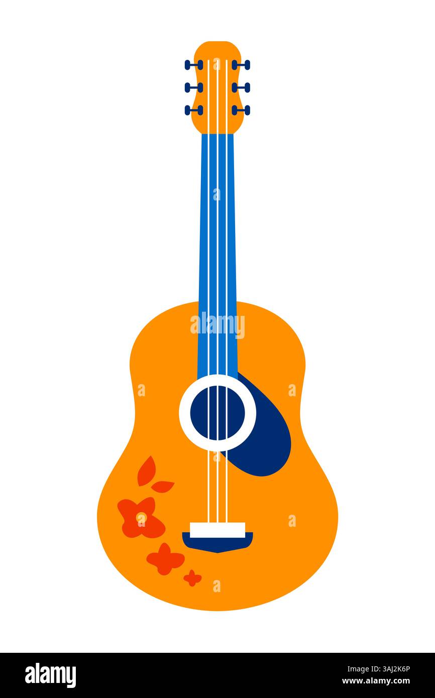 Spanish guitar - colorful flat design style object on white background ...