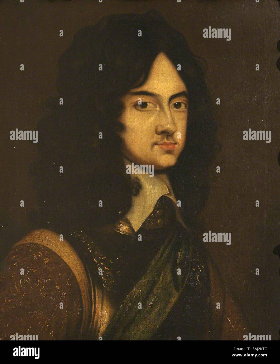 This portrait, attributed to Adriaen Hanneman, depicts King Charles II ...