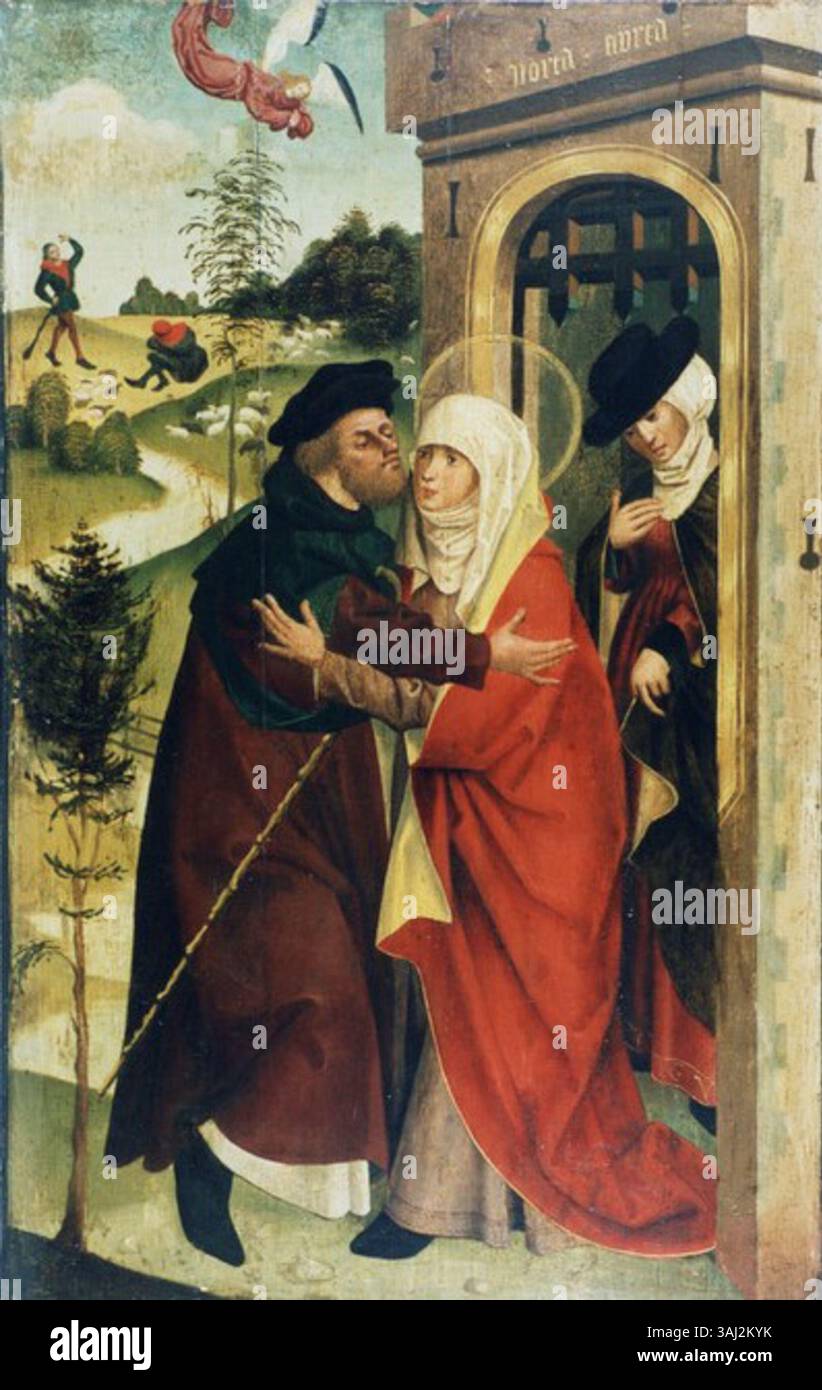 An anonymous circa 1480 painting, 'The Meeting at the Golden Gate ...