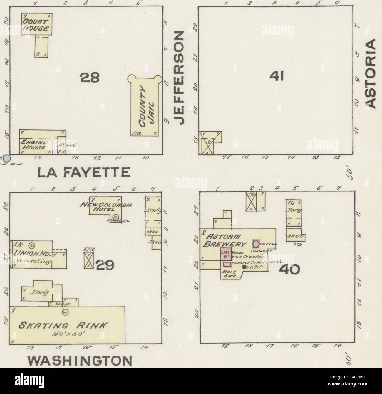 This 1884 Sanborn Fire Insurance map depicts key buildings in Astoria ...