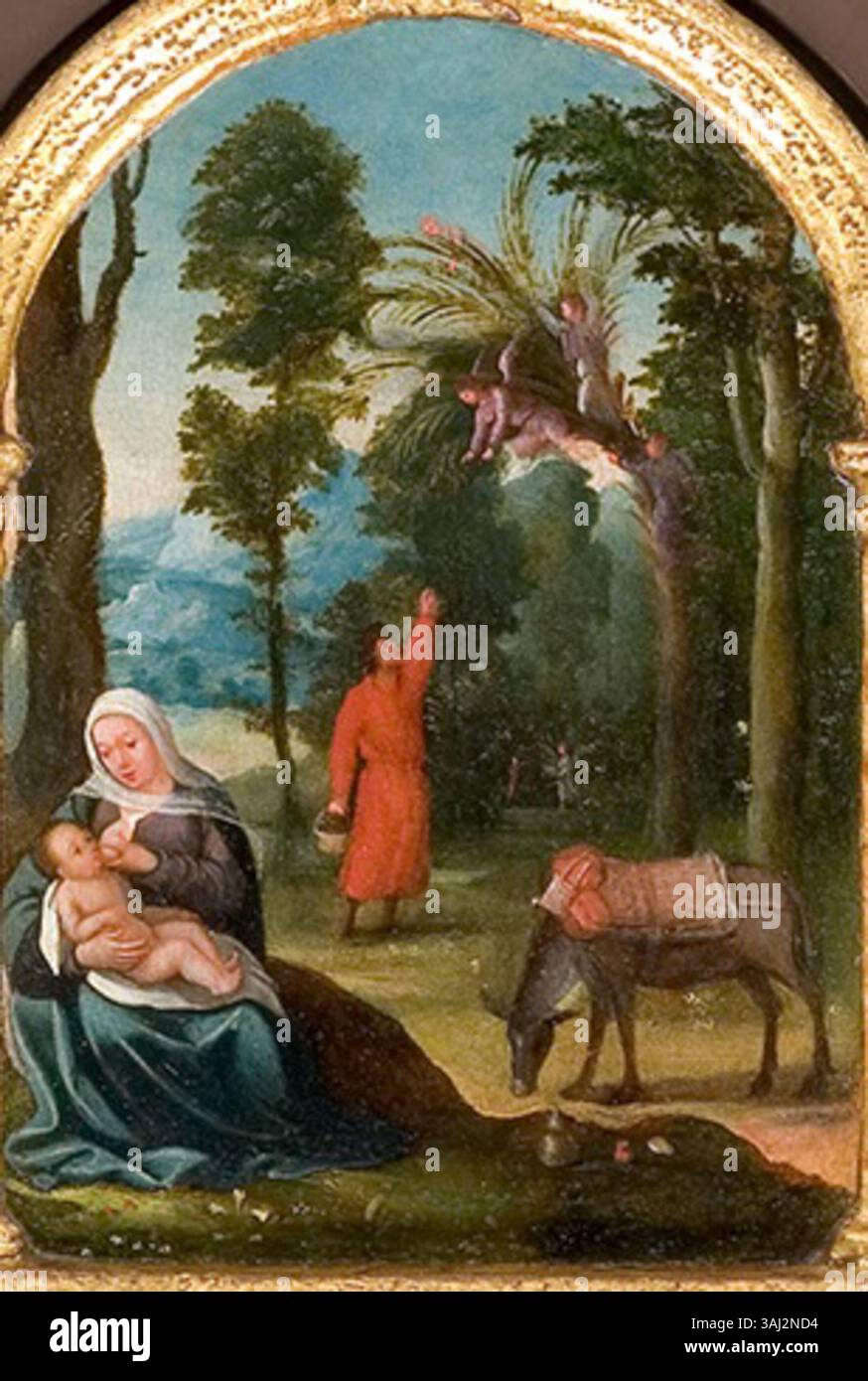 Anonymous French painting from 1543, part of a religious triptych depicting the Visitation ...