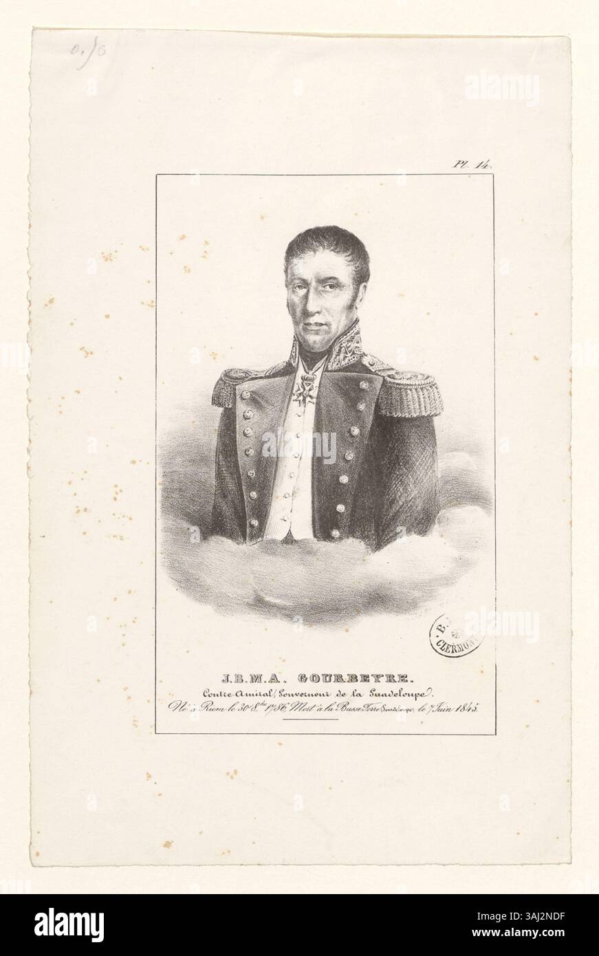 This print from the Boyer collection depicts J.B.M.A. Gourbeyre, a ...