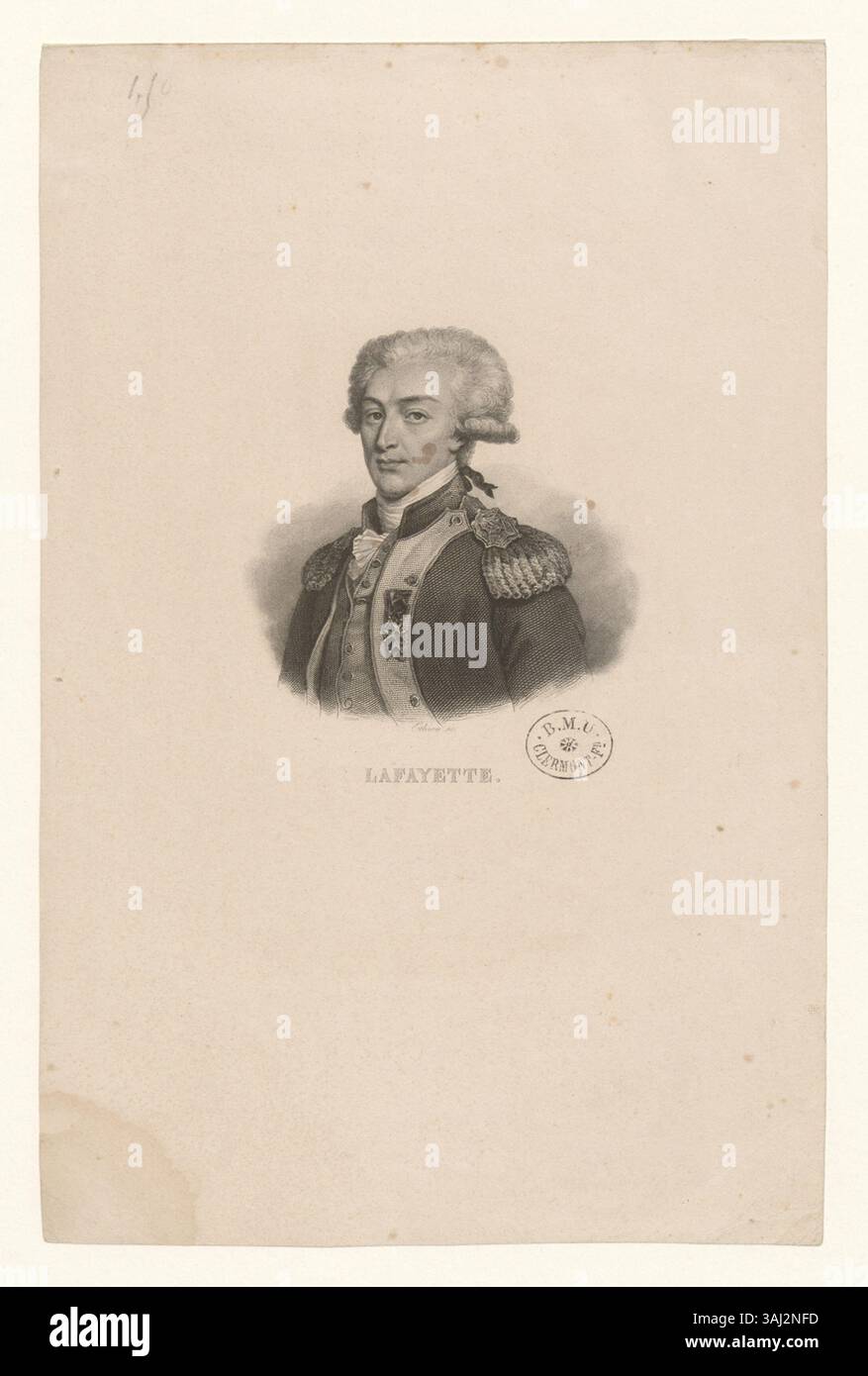 This intaglio print from the Boyer collection shows Gilbert du Motier ...