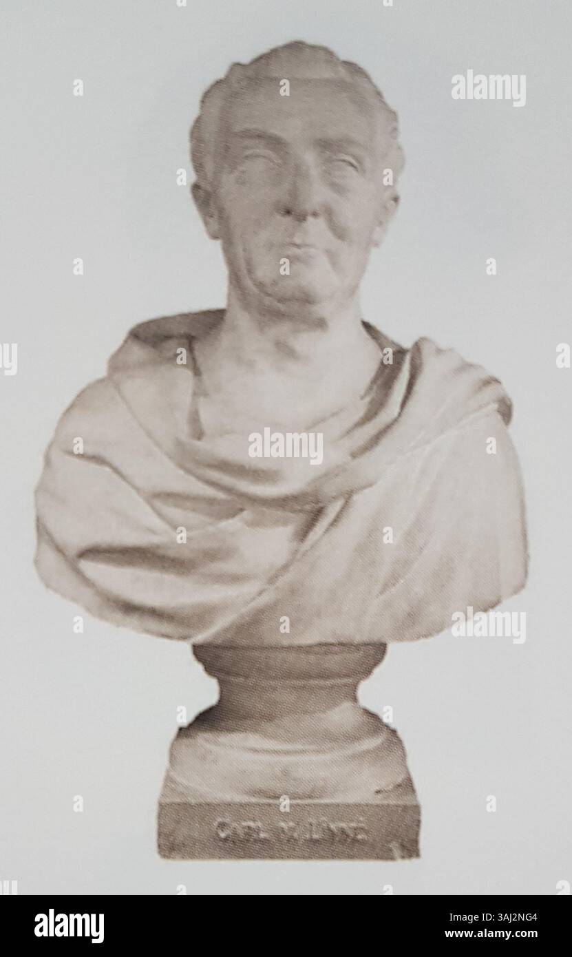 Carl von Linné, the Swedish botanist, is captured in a plaster bust by ...