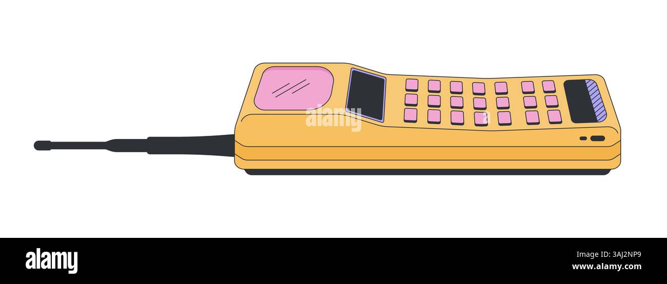 Retro brick mobile phone 2D cartoon object Stock Vector Image & Art - Alamy