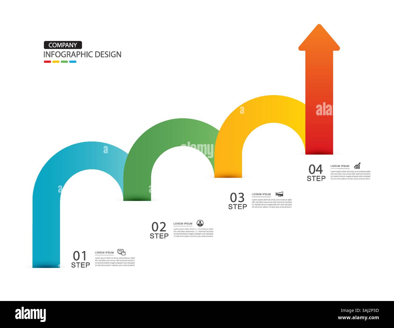 Infographics arrow symbol timeline business steps to success Stock ...
