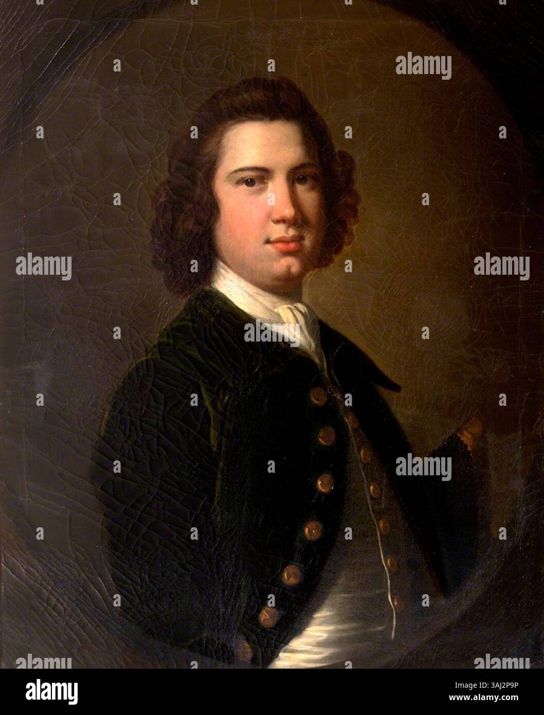 This portrait in the style of Thomas Hudson depicts an unknown young ...