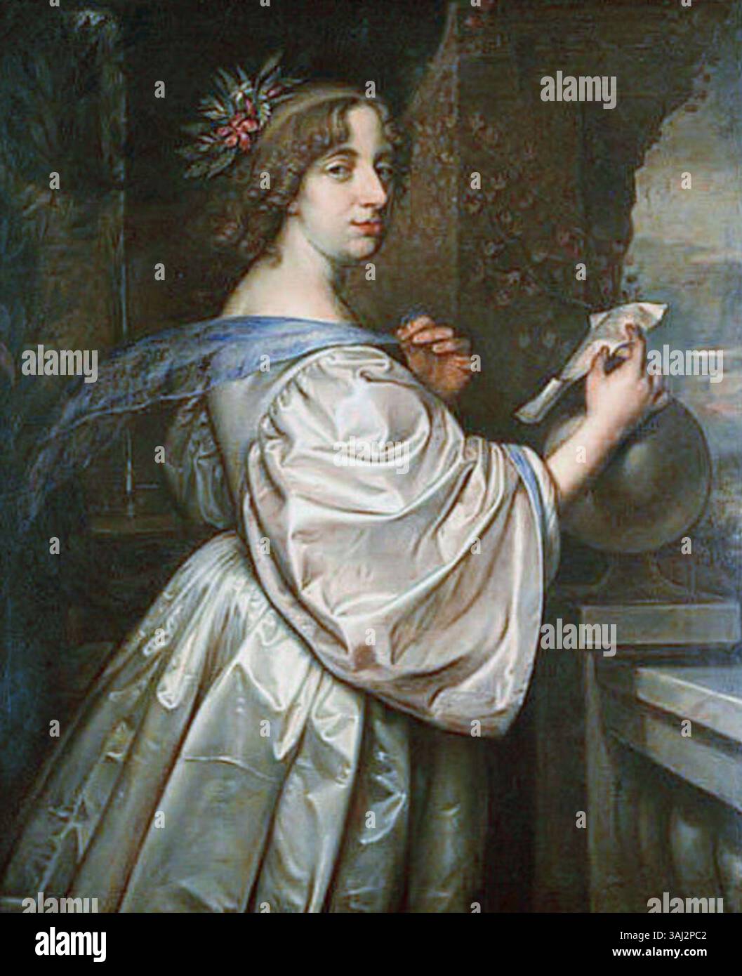 The portrait of Christina, Queen of Sweden, painted by David Beck ...