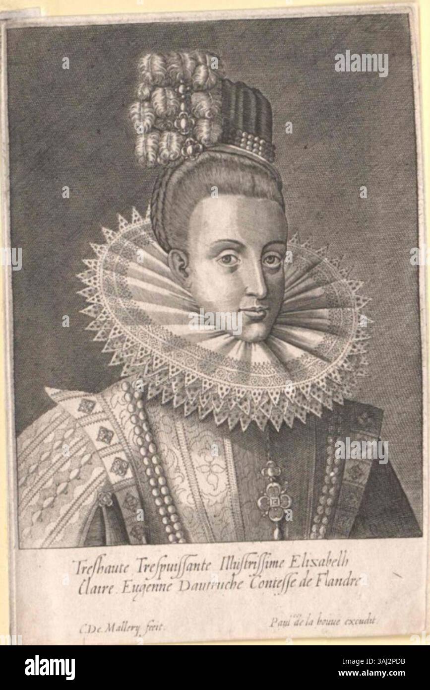 This engraving after Karel van Mallery's work portrays Isabella Clara ...