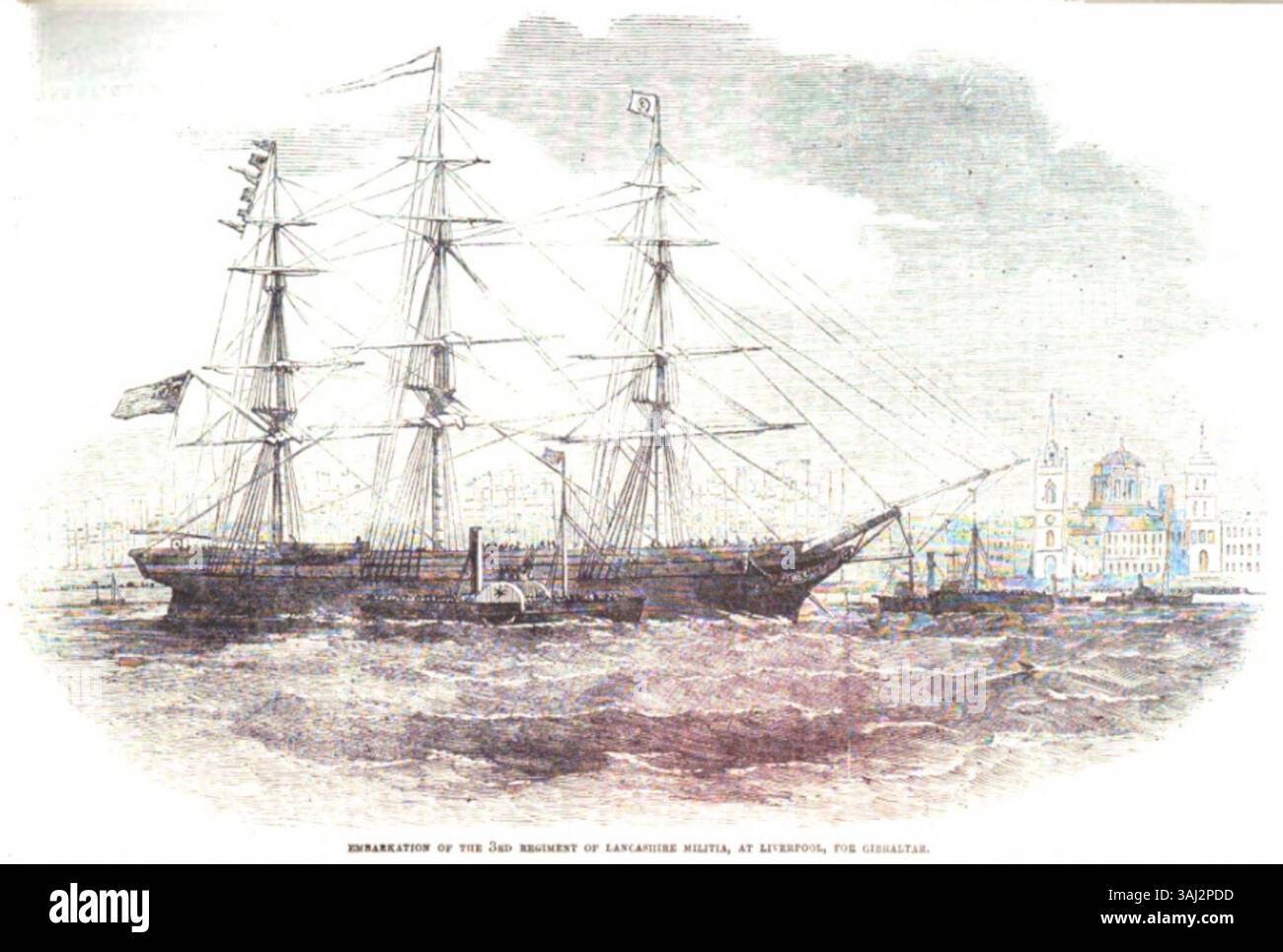 The embarkation of the 3rd Regiment of Lancashire Militia at Liverpool ...