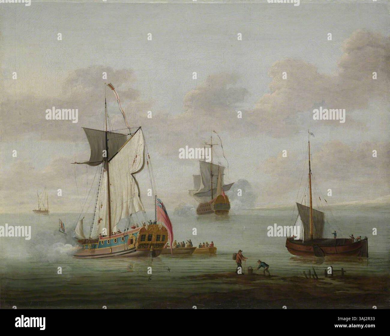 This 1707–1720 oil painting by L. de Man depicts a royal yacht ...