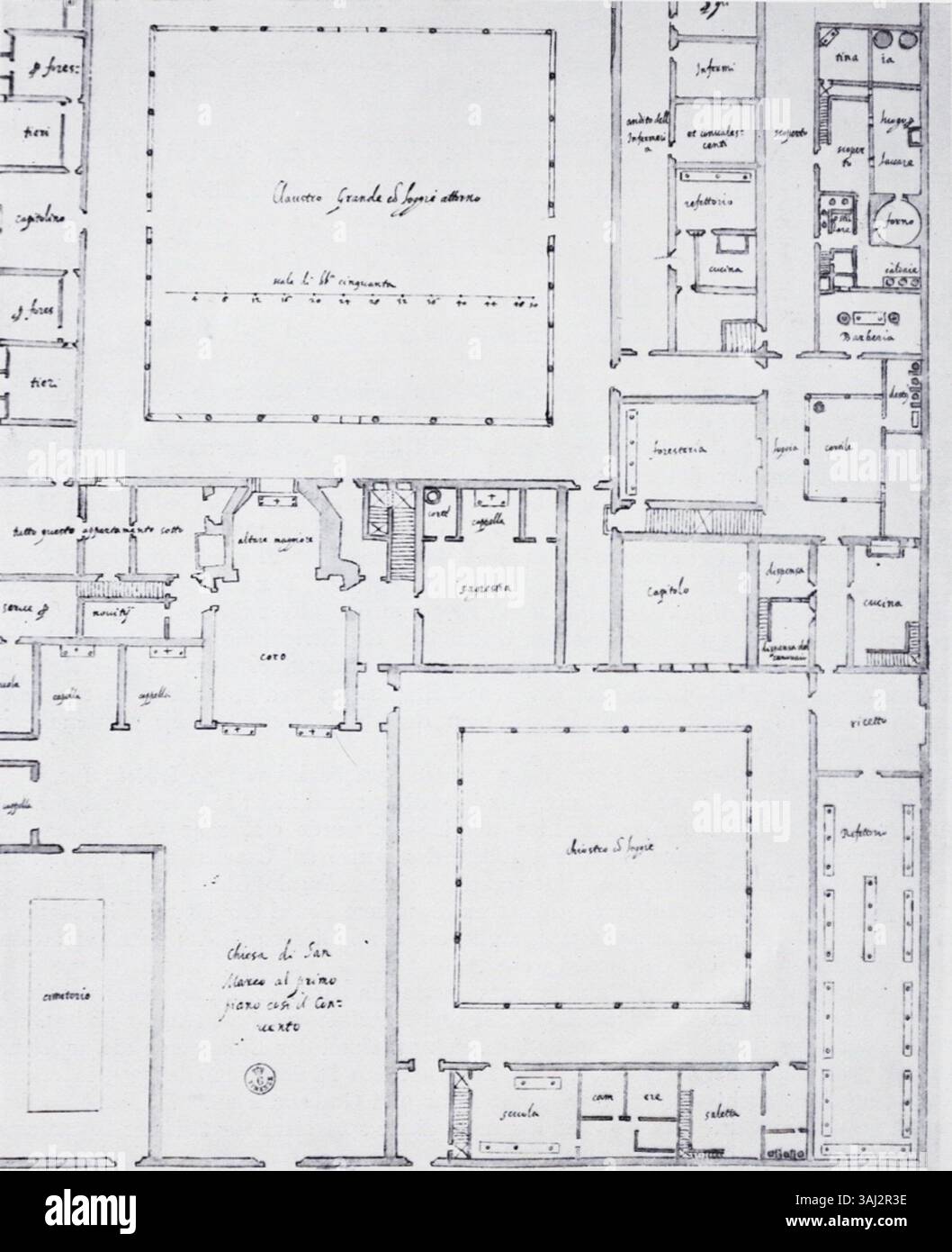 Plans by Giorgio Vasari, created in the 16th century, showing the ...