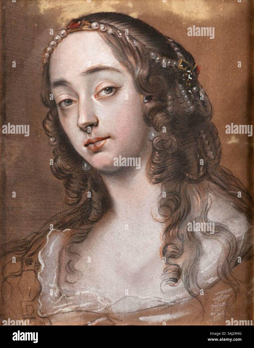 This portrait attributed to John Greenhill depicts Barbara Villiers ...