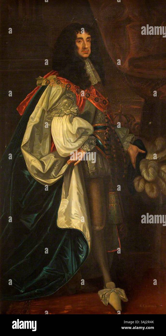 This portrait depicts King Charles II of England in Garter robes ...