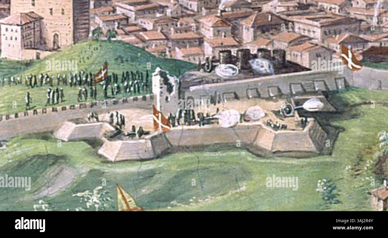 The 1558 fresco by Giorgio Vasari, titled 'The Siege of Florence ...