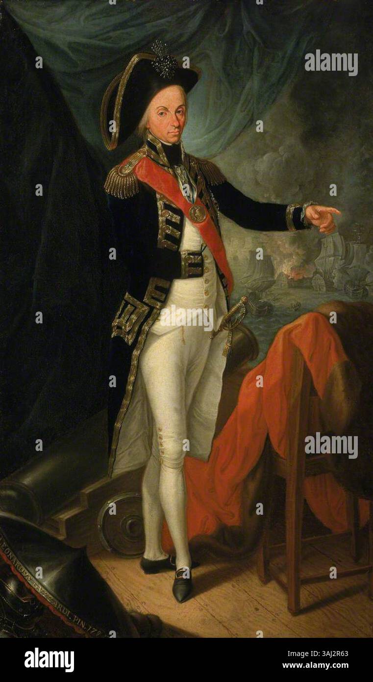 This 1799 oil painting by Leonardo Guzzardi depicts Rear Admiral ...