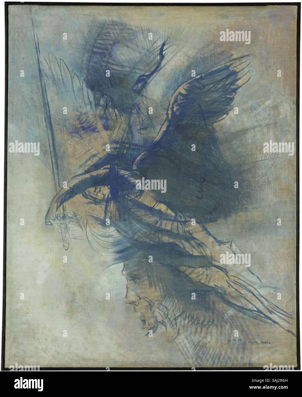 Redon’s 'Kämpfender Engel' (Fighting Angel), created around 1900 ...