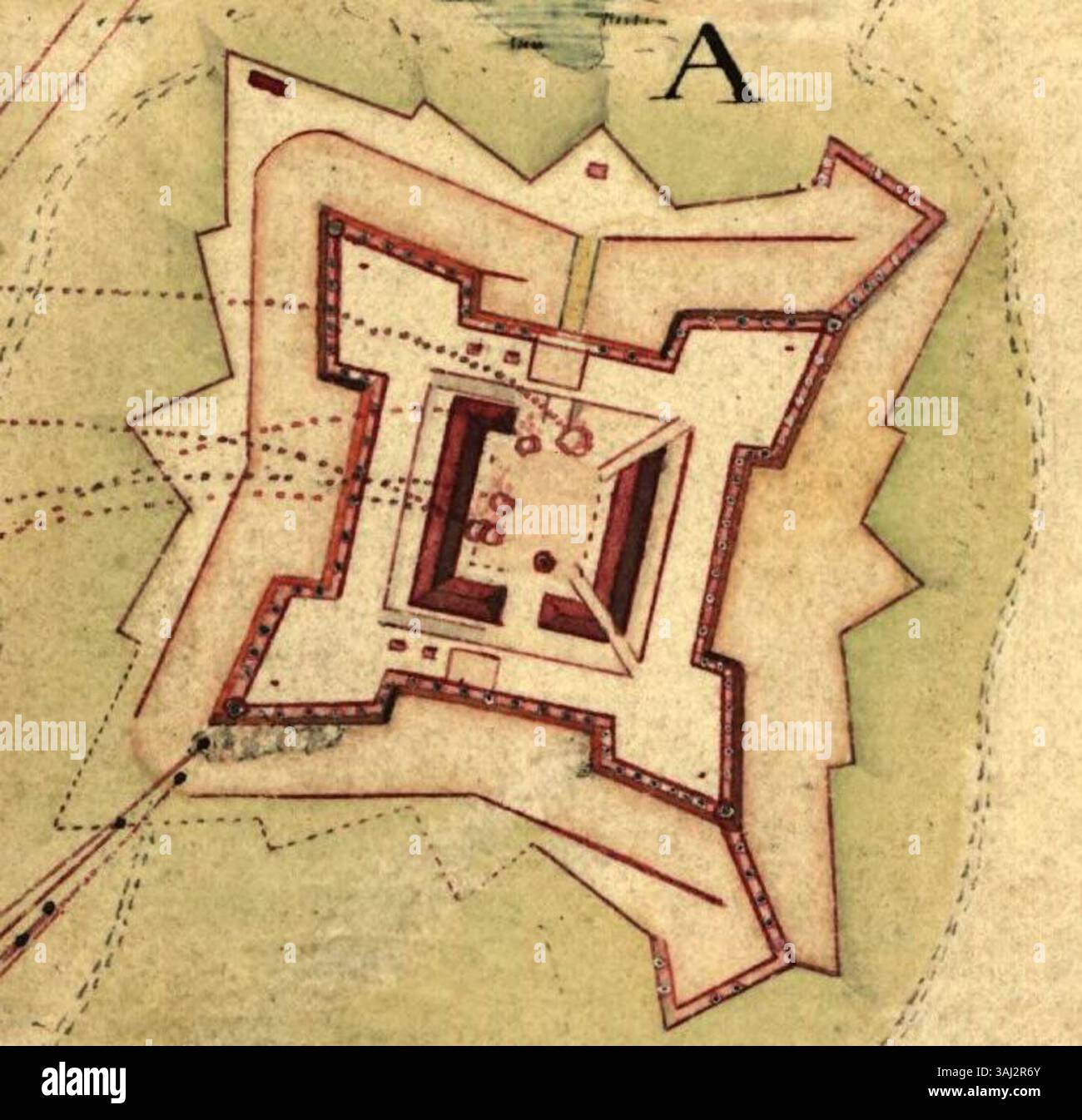 This 1741 map by John Thomas illustrates the forts at the entrance of ...