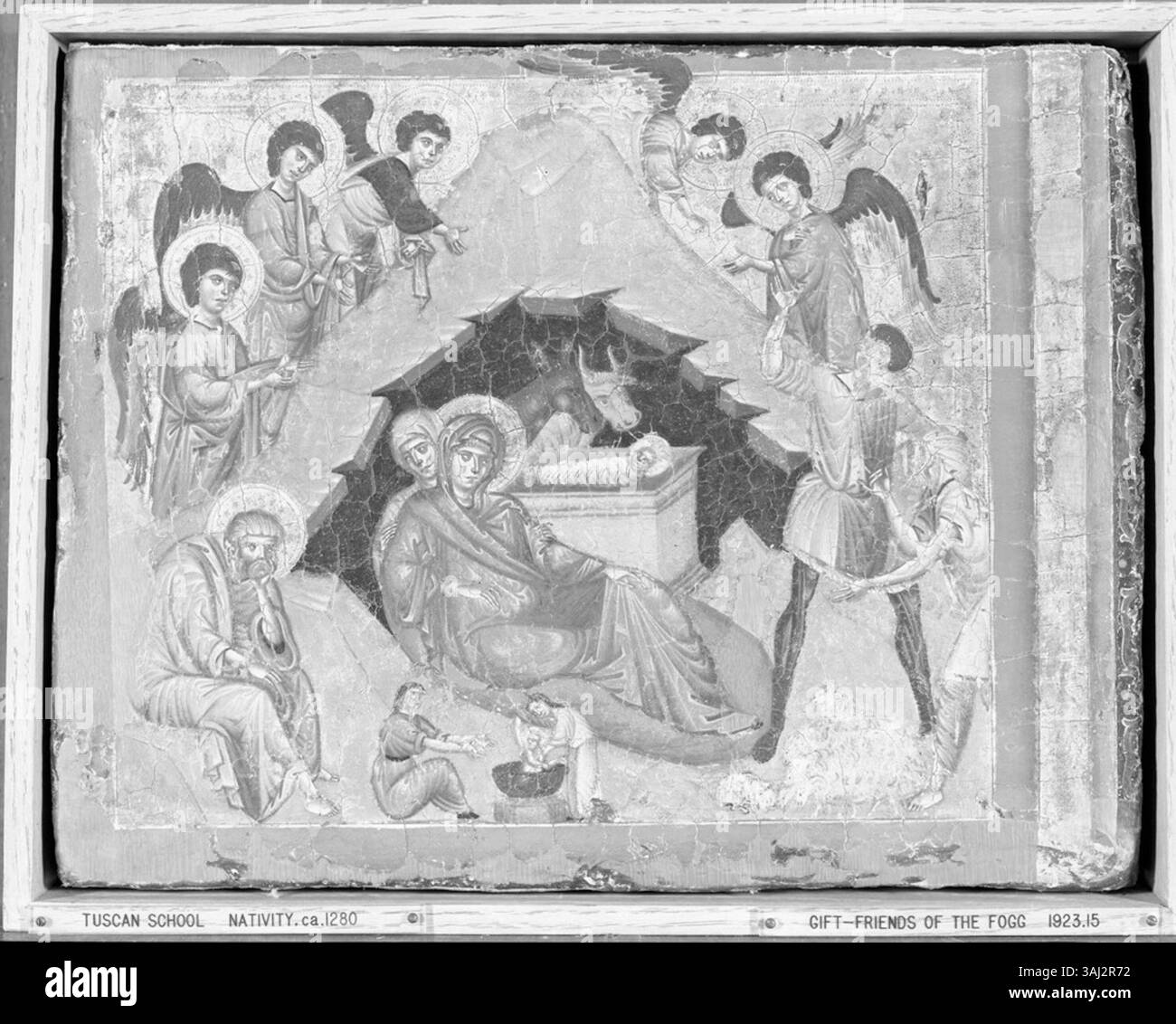 This circa 1280 painting depicts the Nativity of Jesus, a central ...