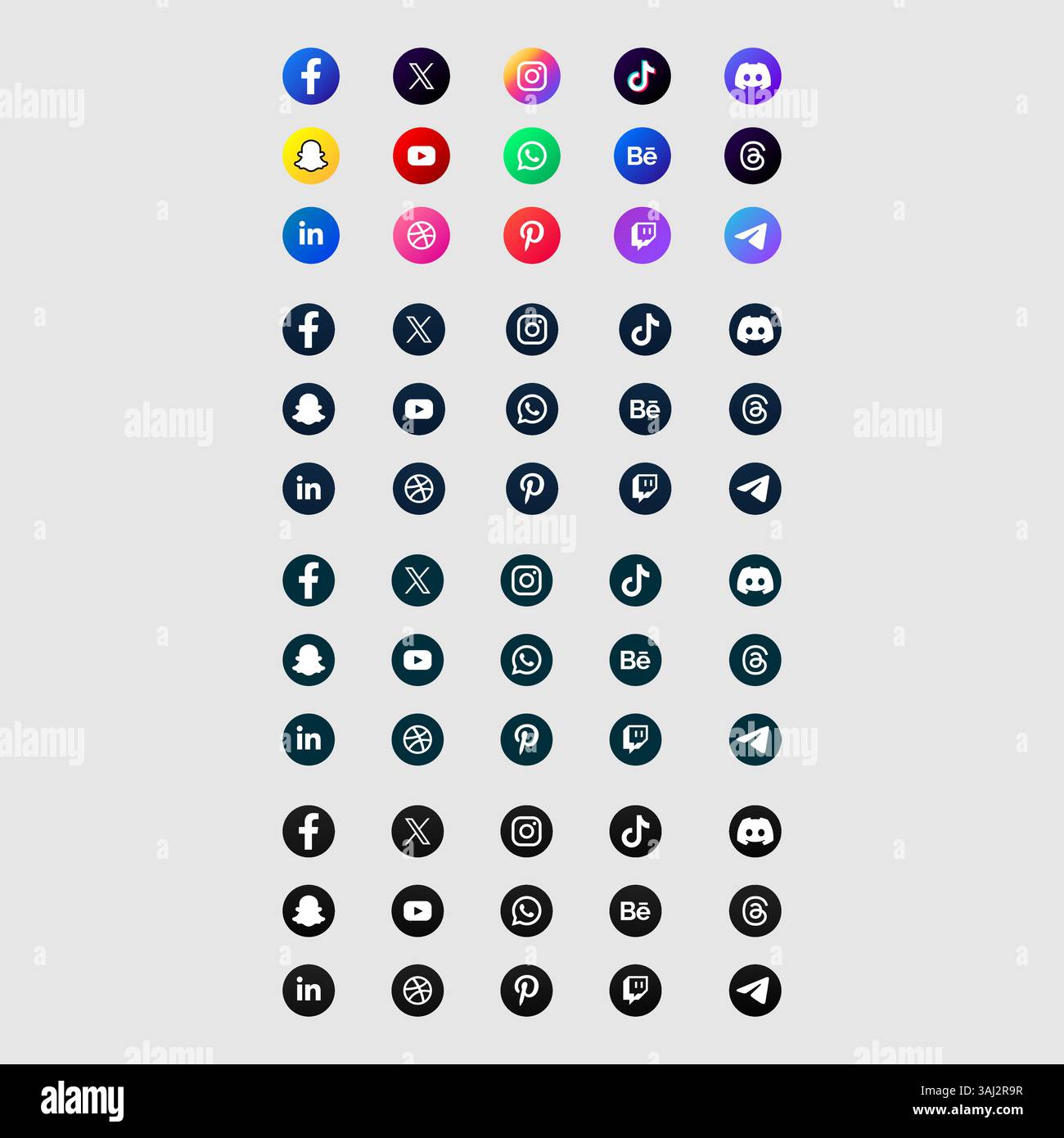 Media social or social networking icons and logos design template collection Stock Vector Image ...