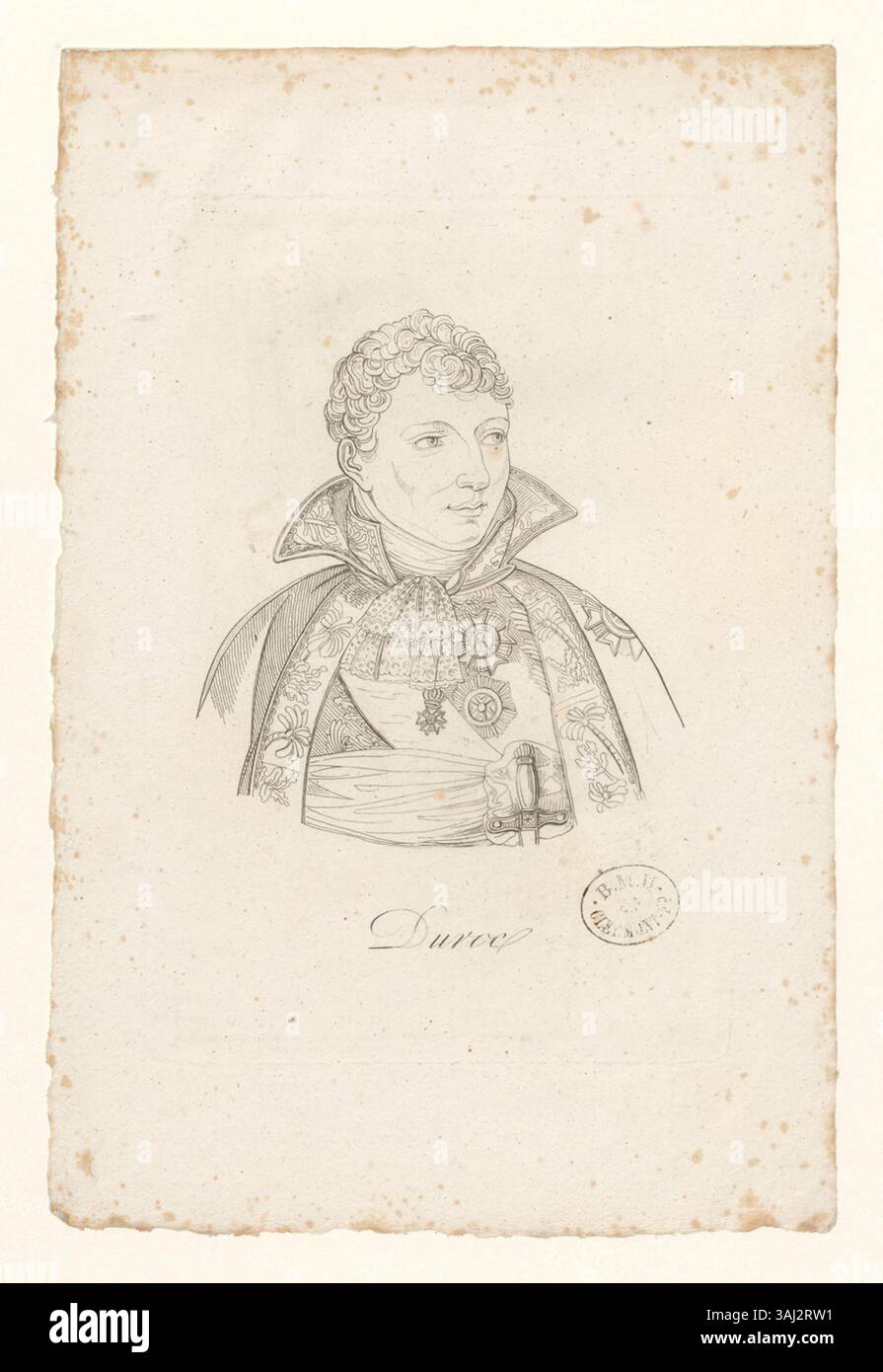 This intaglio print by Géraud Duroc portrays Michel Duroc, a prominent ...
