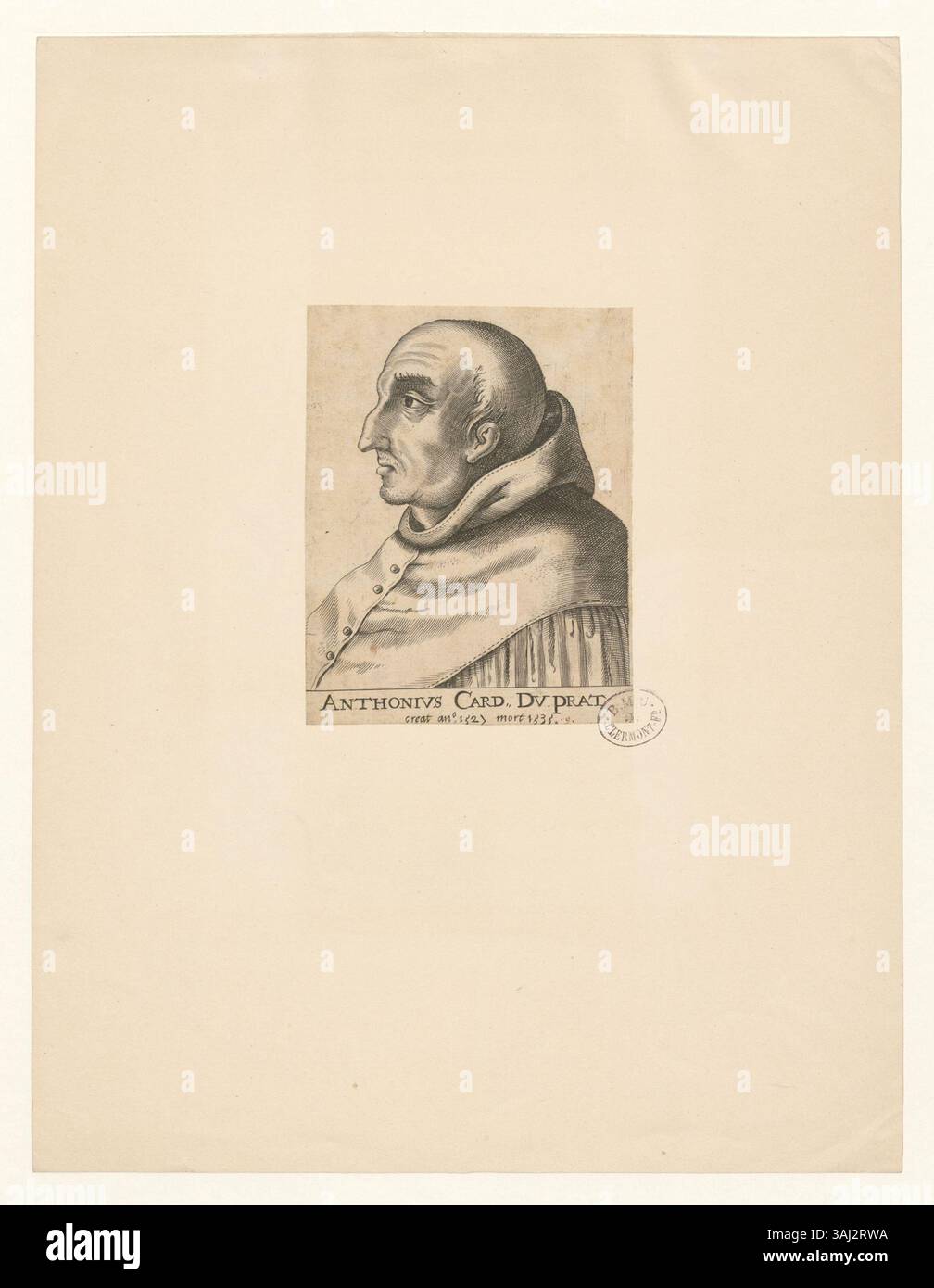 This intaglio print from the Boyer collection depicts Antoine Duprat, a ...