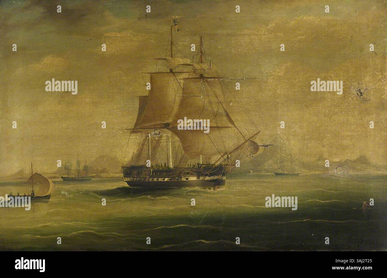 This British painting from around 1840 depicts an Indiaman ship ...