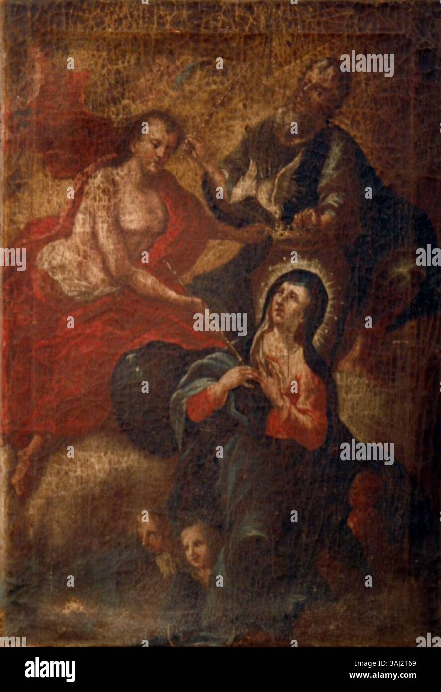 An 18th-century oil painting titled 'The Coronation of the Virgin ...