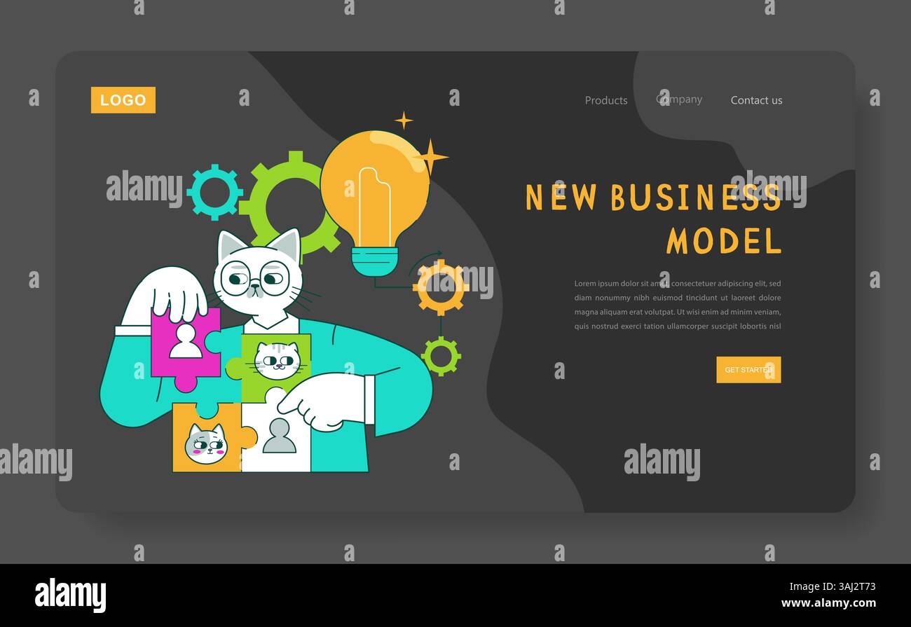 Business Cat concept. A playful cat character symbolizes innovative ...