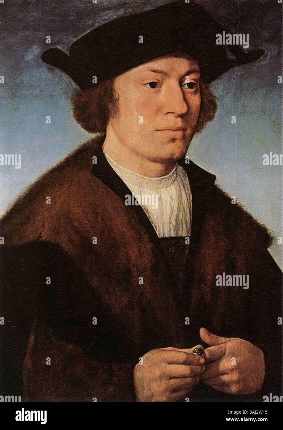 This 1520-1525 oil on panel double portrait by Joos van Cleve depicts a man and his wife. It is ...